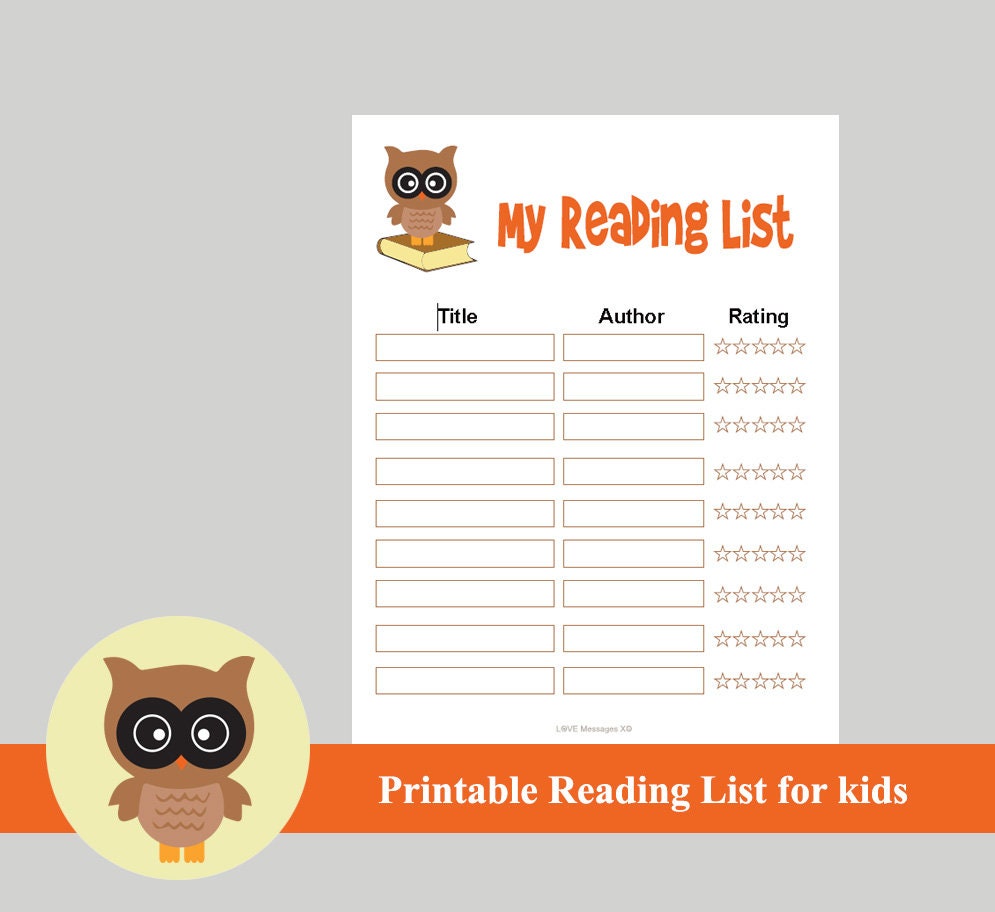 Reading List for Kids Printable Reading Tracker Reading | Etsy