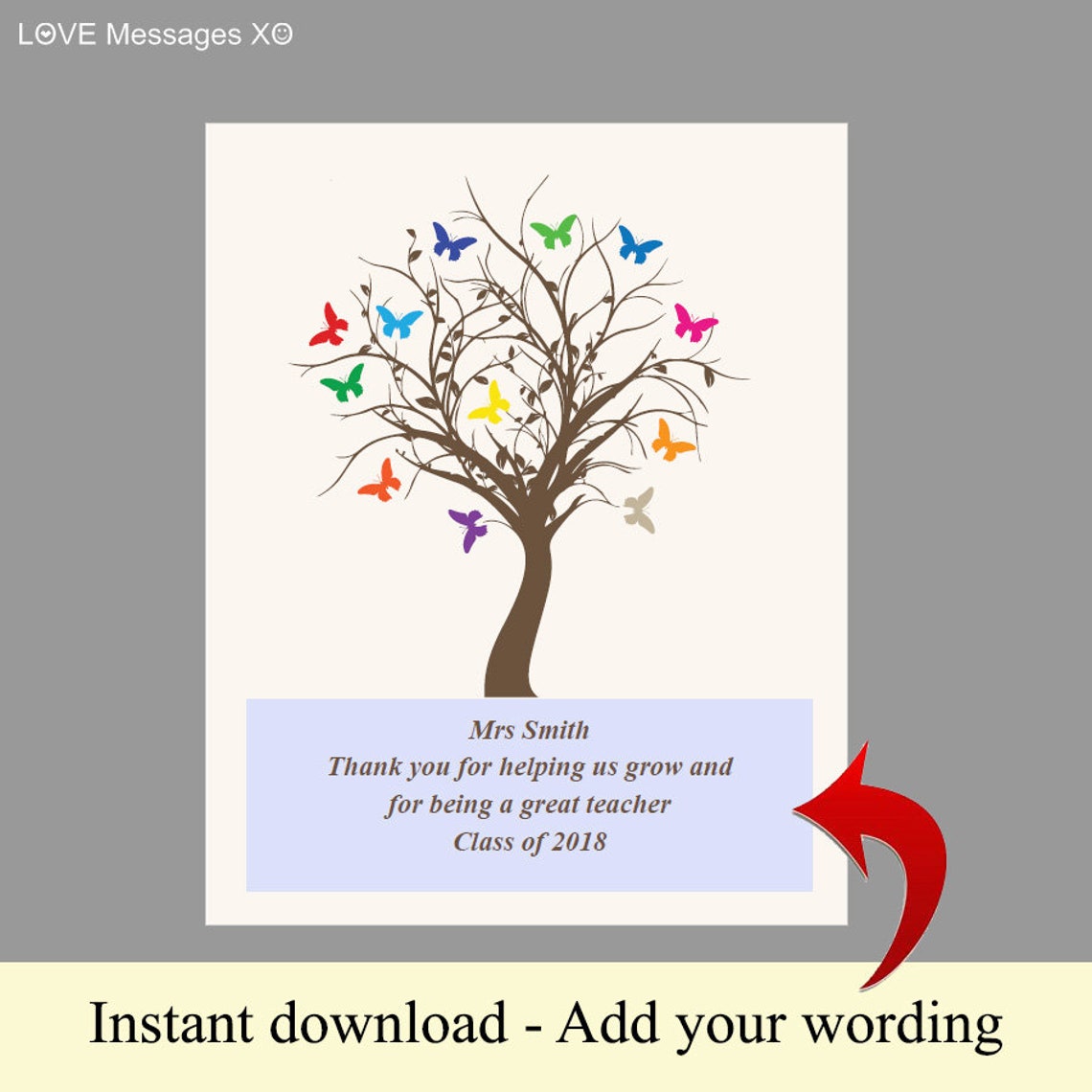 Teacher Tree, Printable, Editable, Personalized, Teacher Appreciation ...