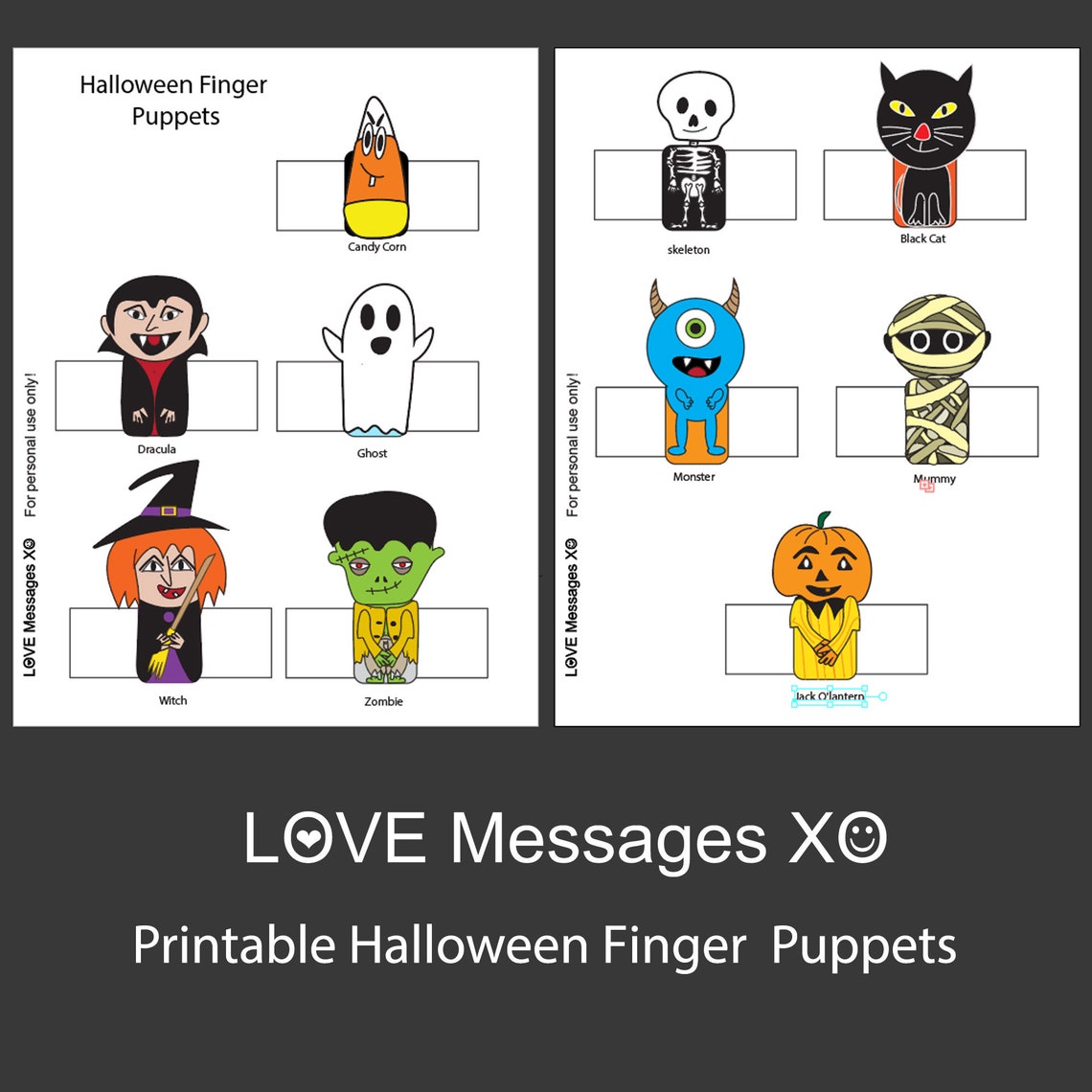 Printable Halloween Finger Puppets DIY Template Halloween - Etsy