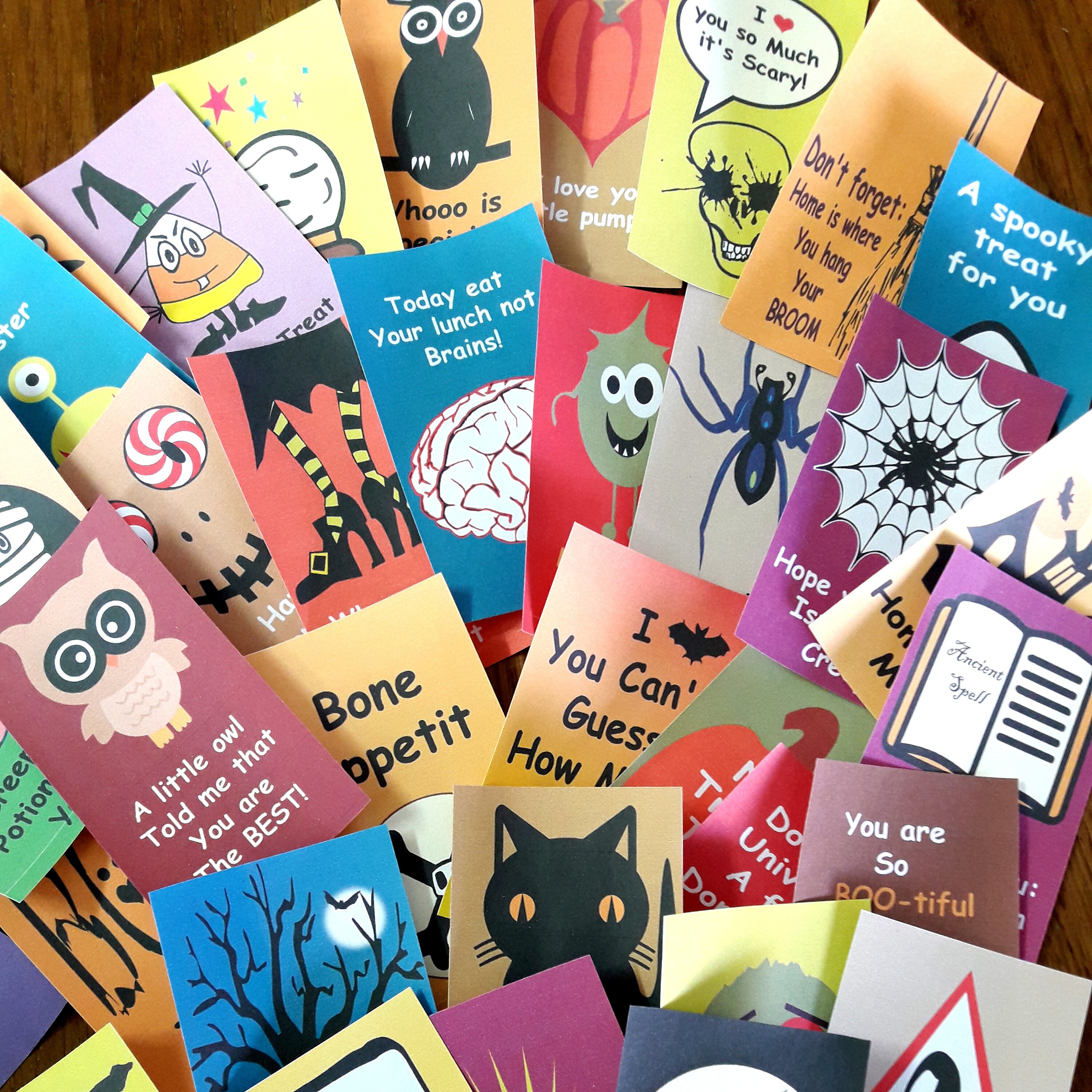 Printable Halloween Lunch Box Notes for Kids, 36 Lunch Cards, Positive ...