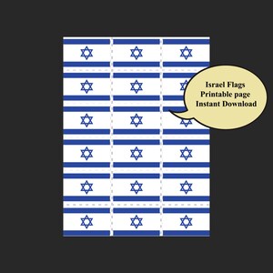 Yom Haatzmaut, Printable, Mini Favour Flags, Drink Straw Flags ...