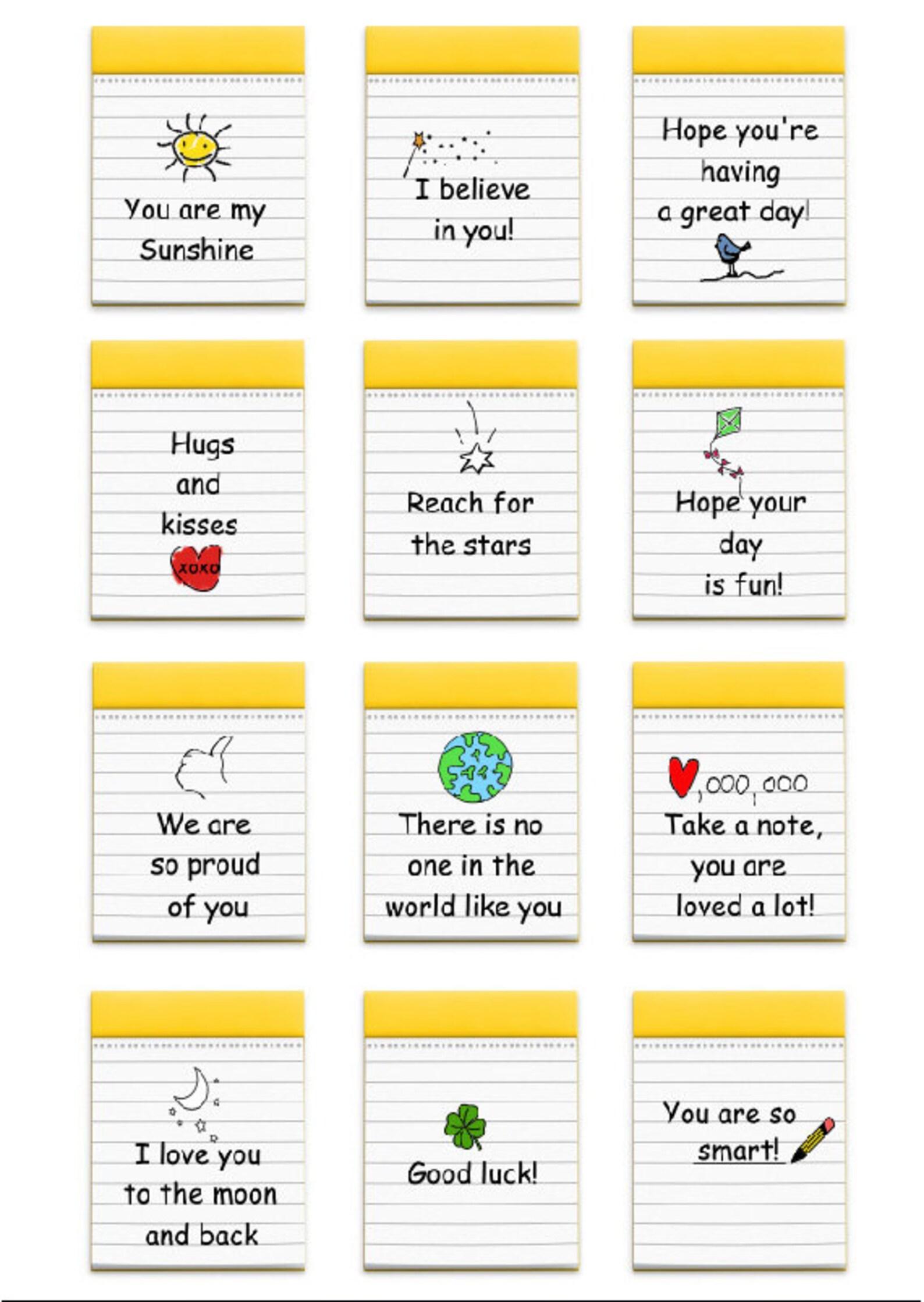 Lunch Box Notes 36 Lunch Cards Instant Download Girl Lunch | Etsy