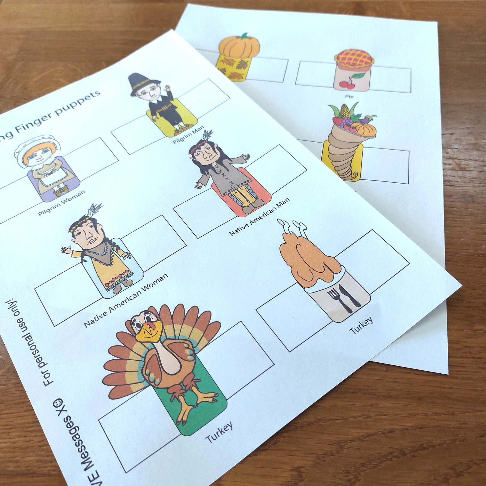 Thanksgiving Finger Puppets Printable PDF Instant Download - Etsy