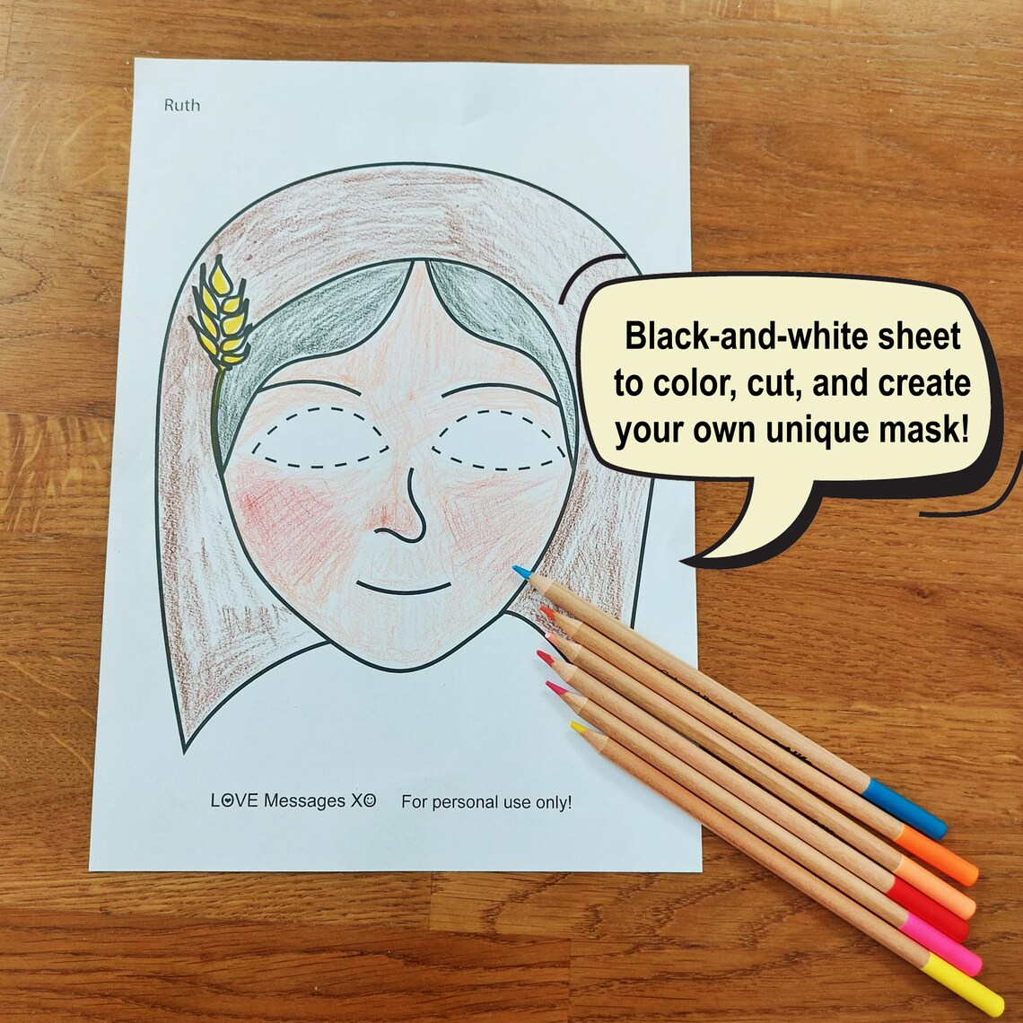 10 Printable Book of Ruth Masks, Instant Download, Shavuot Download ...