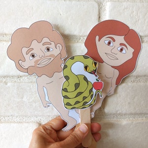 Adam and Eve Bible Story Printable Puppet Play Set, Instant Download ...