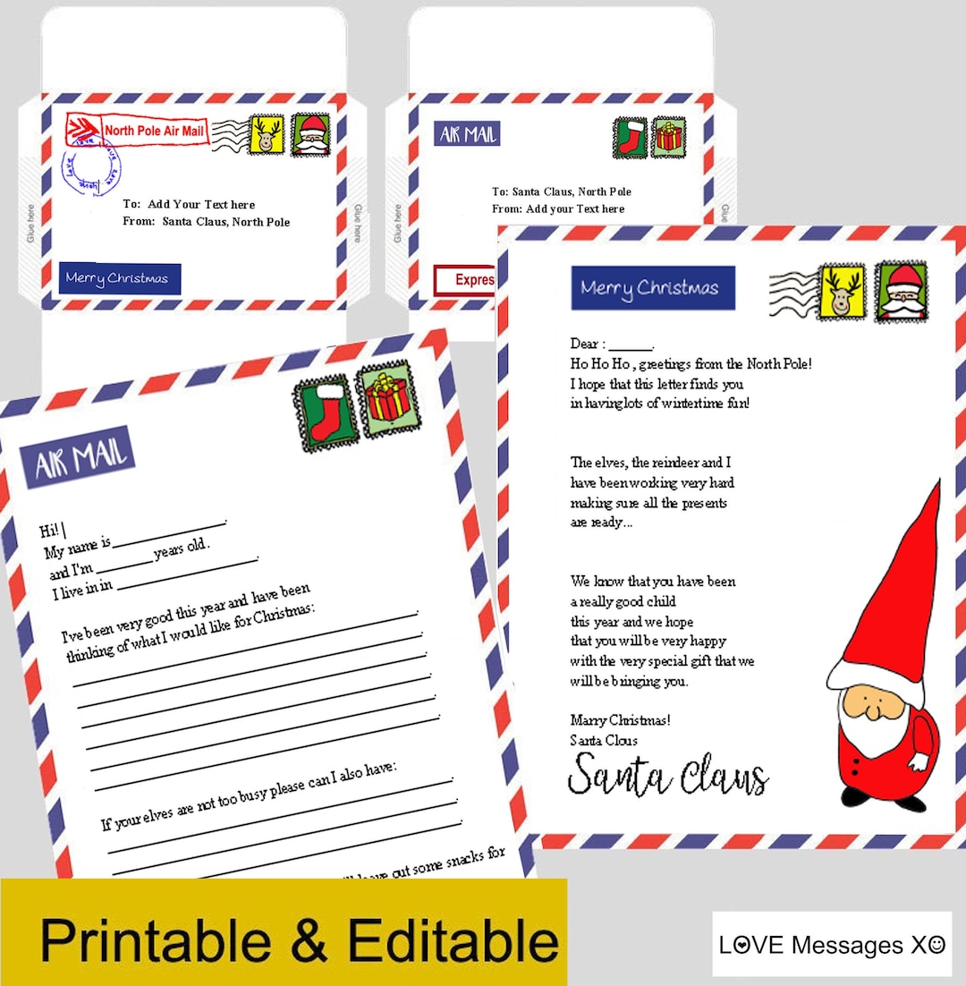 Personalized Letter to Santa and a Letter From Santa, Editable, and ...