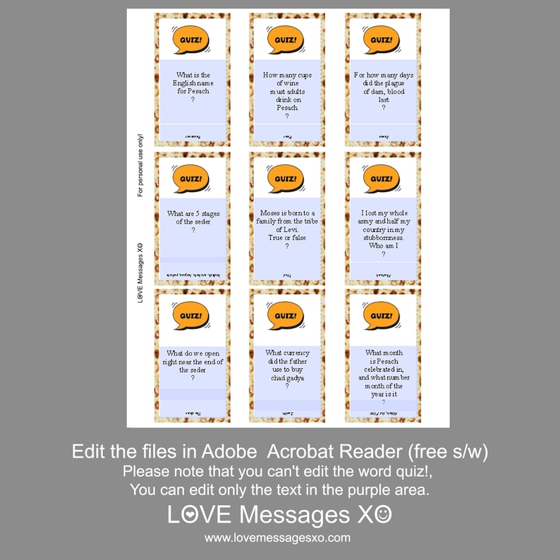 Passover Game 50 Trivia Cards Family Game Instant | Etsy