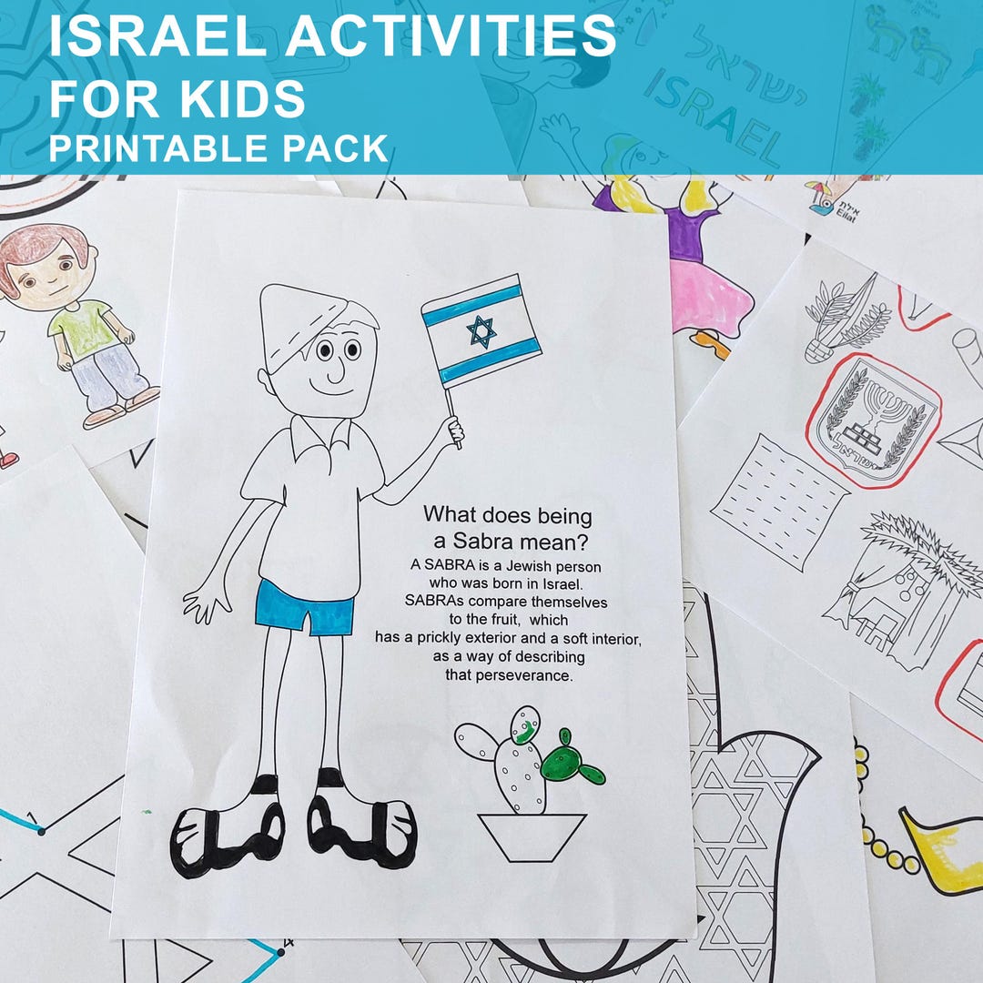 Printable Israel Activities for Kids, Yom Ha'atzmaut Activity Pack, 30 ...