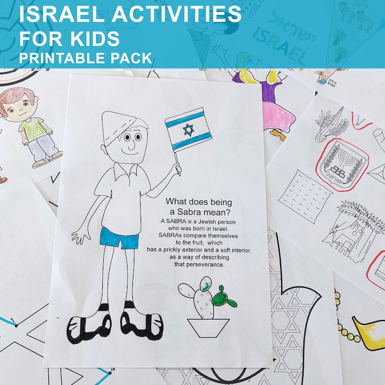 Printable Israel Activities for Kids, Yom Ha'atzmaut Activity Pack, 30 ...