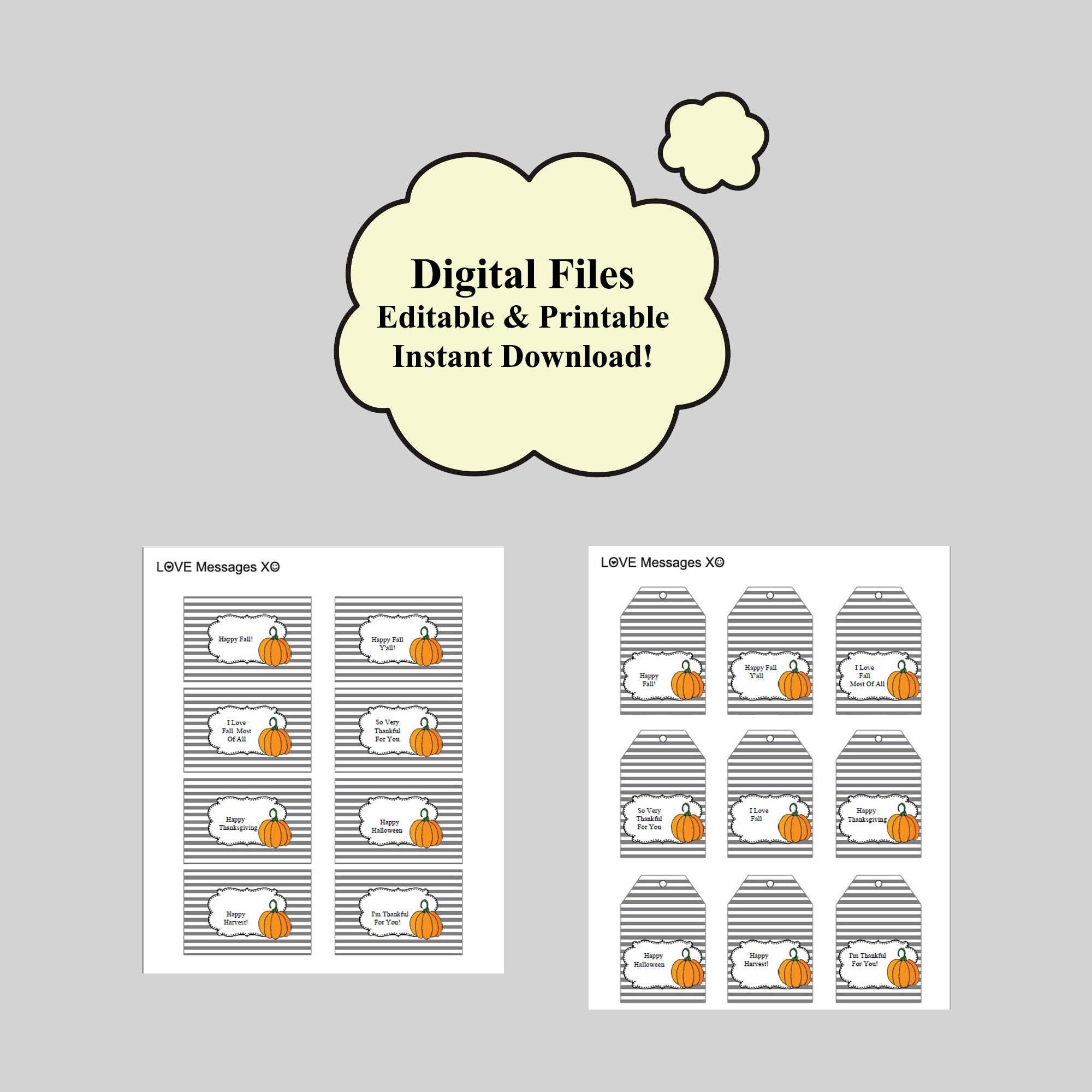 Fall Tags, Gift Tags, Editable, Printable, Fall Cookie Tags, Digital ...