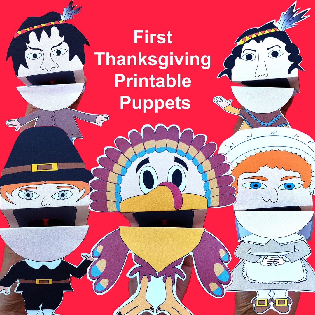 Printable First Thanksgiving Puppets, Instant Download, Digital ...