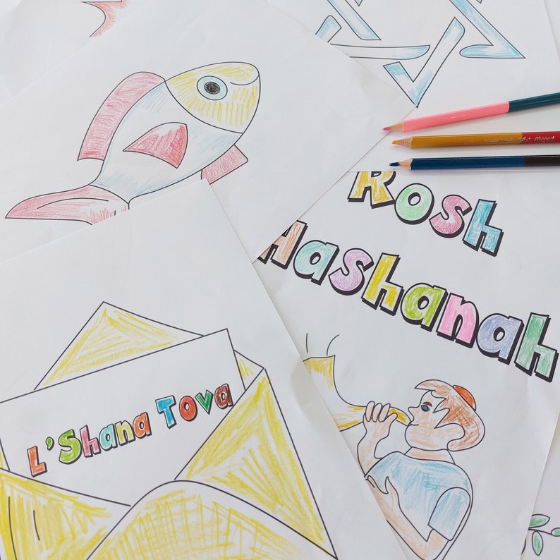 Rosh Hashanah Sukkot Simchat Torah 18 Kids Coloring Pages - Etsy