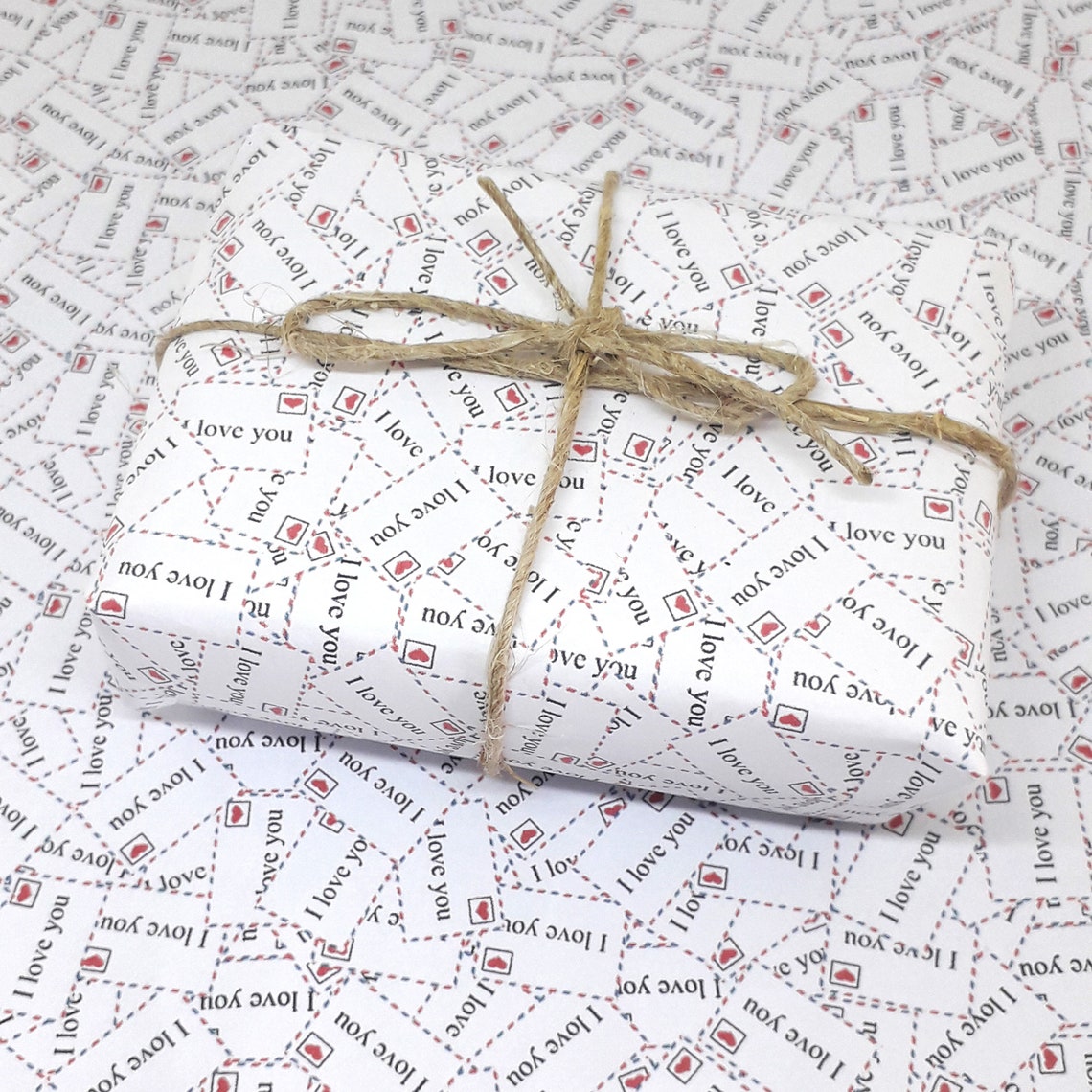 Printable Wrapping Paper I Love You Postcard Gift Wrap for - Etsy