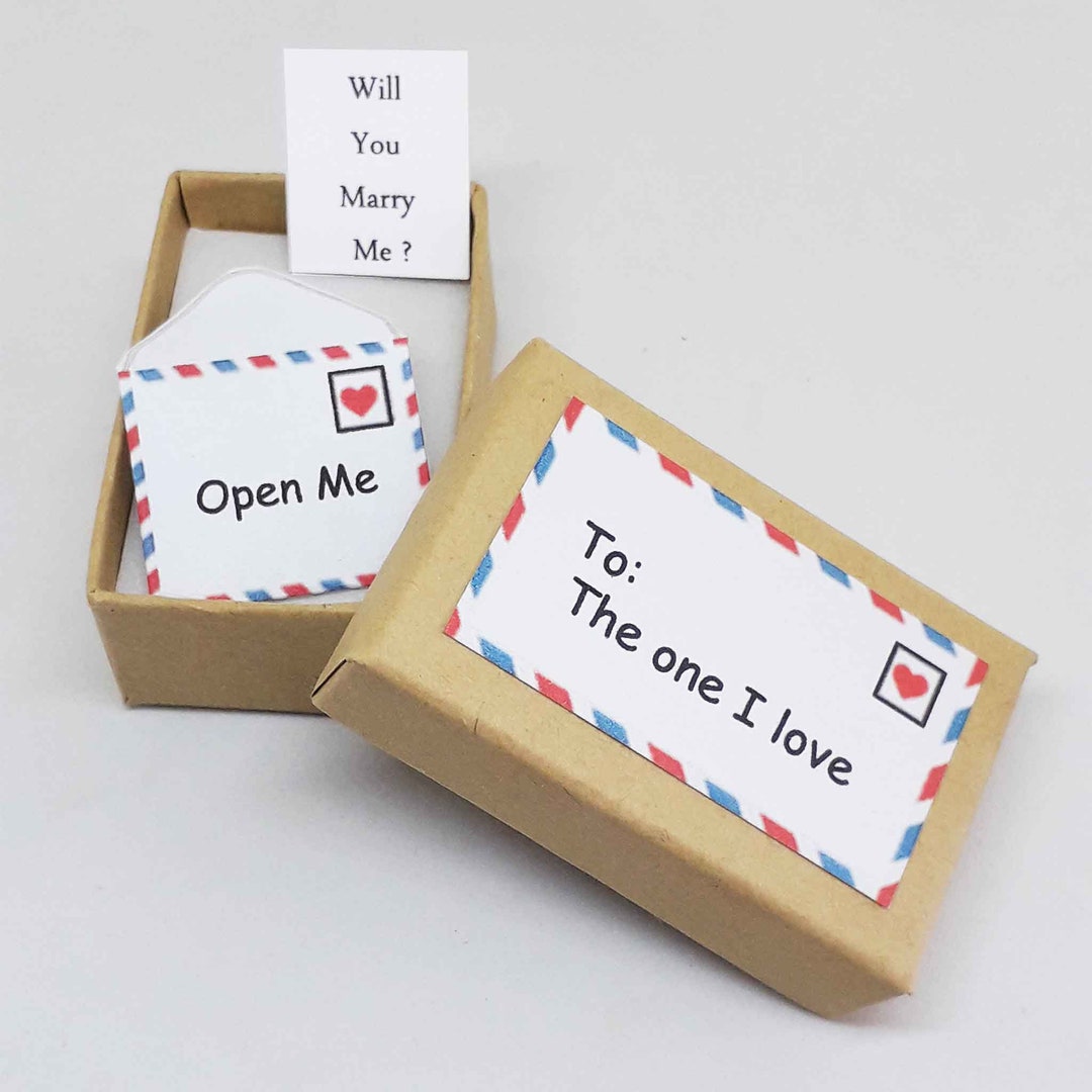 Will You Marry Me, Engagement Ring Box, Tiny Message, Proposal Ring Box ...