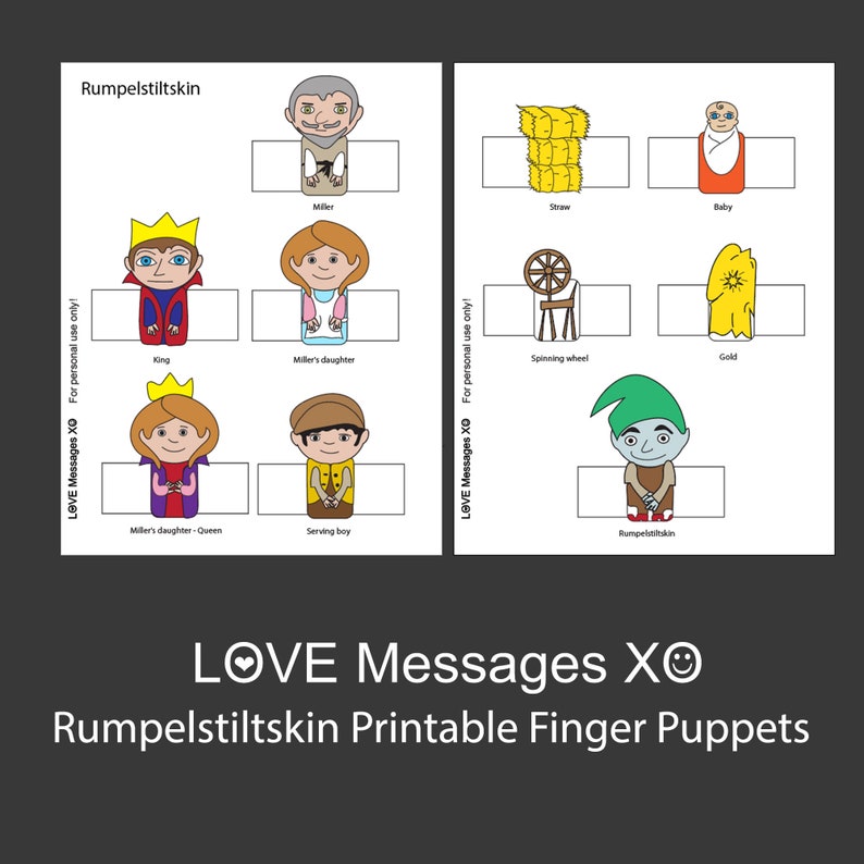 Rumpelstiltskin Printable Finger Puppets Activity Cut and - Etsy