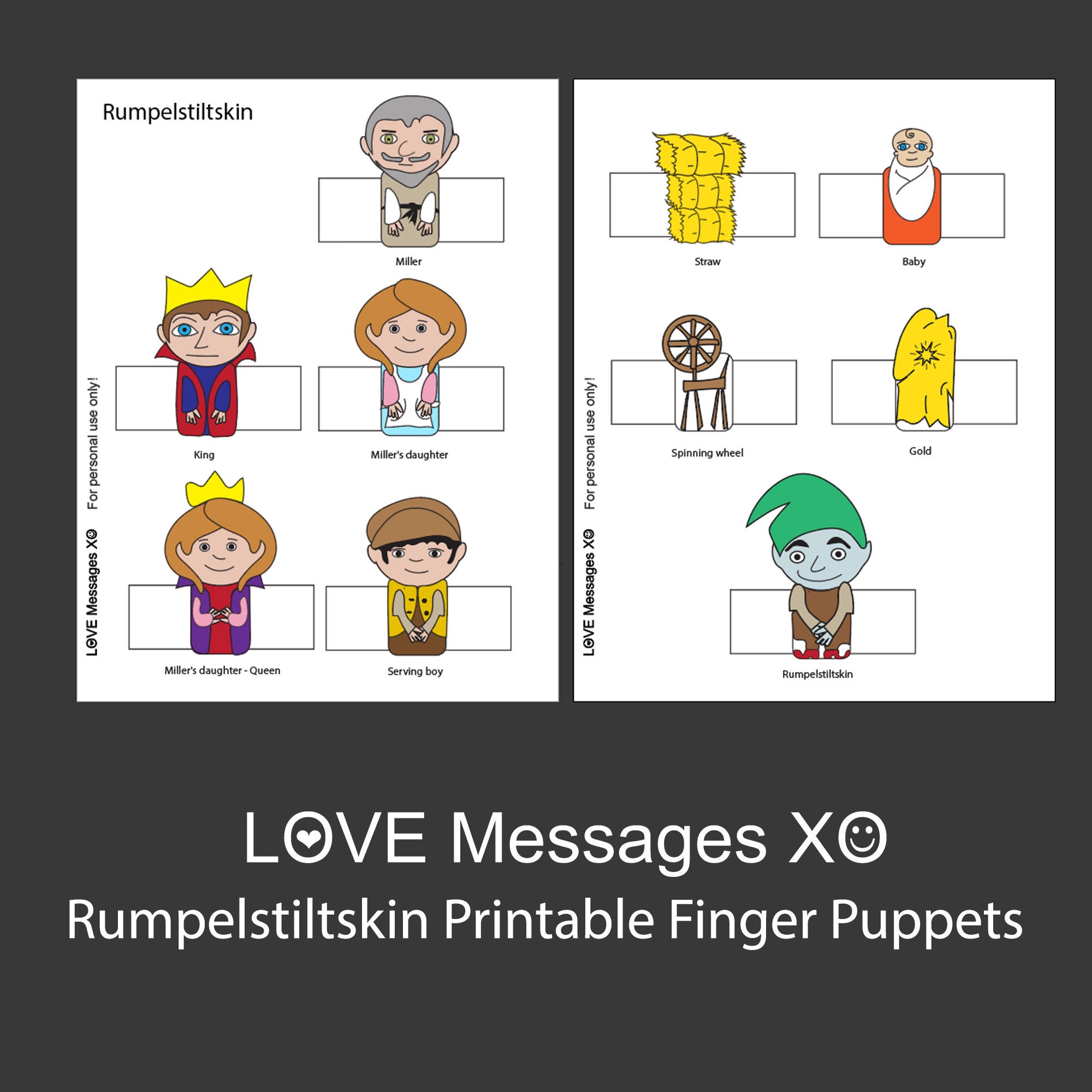 Rumpelstiltskin Printable Finger Puppets Activity Cut and - Etsy