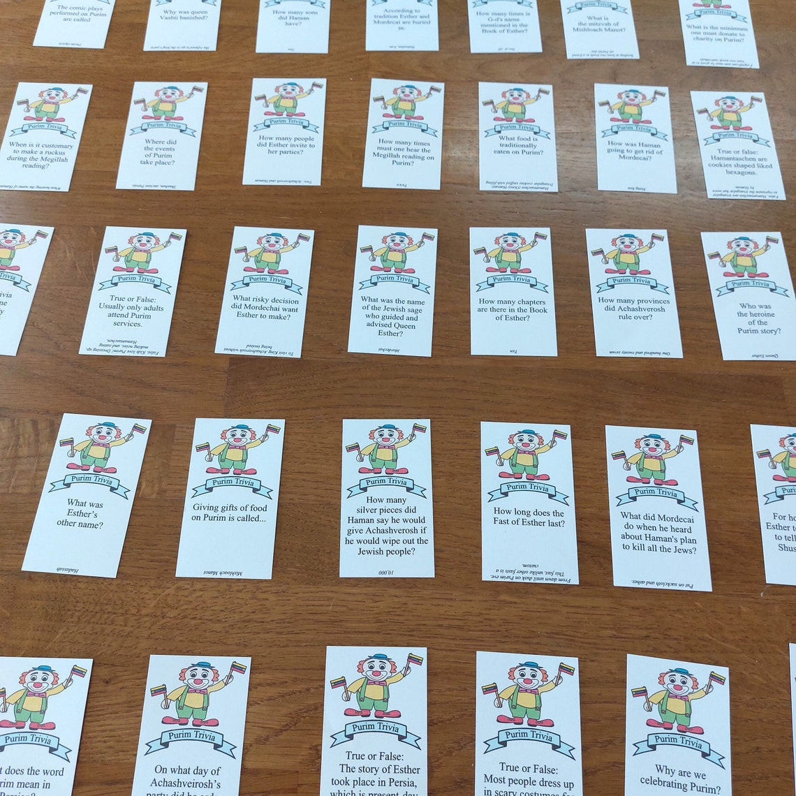 Purim Game , 54 Trivia Cards, Family Game, Instant Download, Printable ...