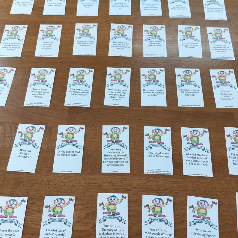 Purim Game , 54 Trivia Cards, Family Game, Instant Download, Printable ...