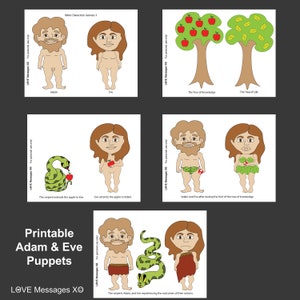 Adam and Eve Bible Story Printable Puppet Play Set, Instant Download ...