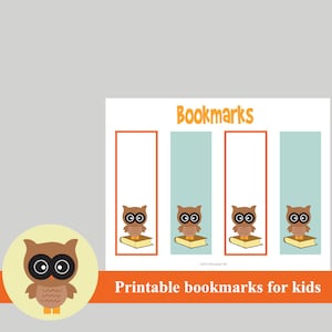 Set of Bookmarks, Printable, Owl Bookmark, Bookmarks for Kids, Digital ...
