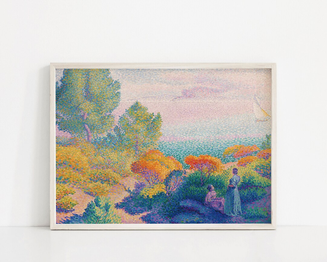 Large Colorful Painting, Pastoral Landscape, Vintage Landscape Painting ...