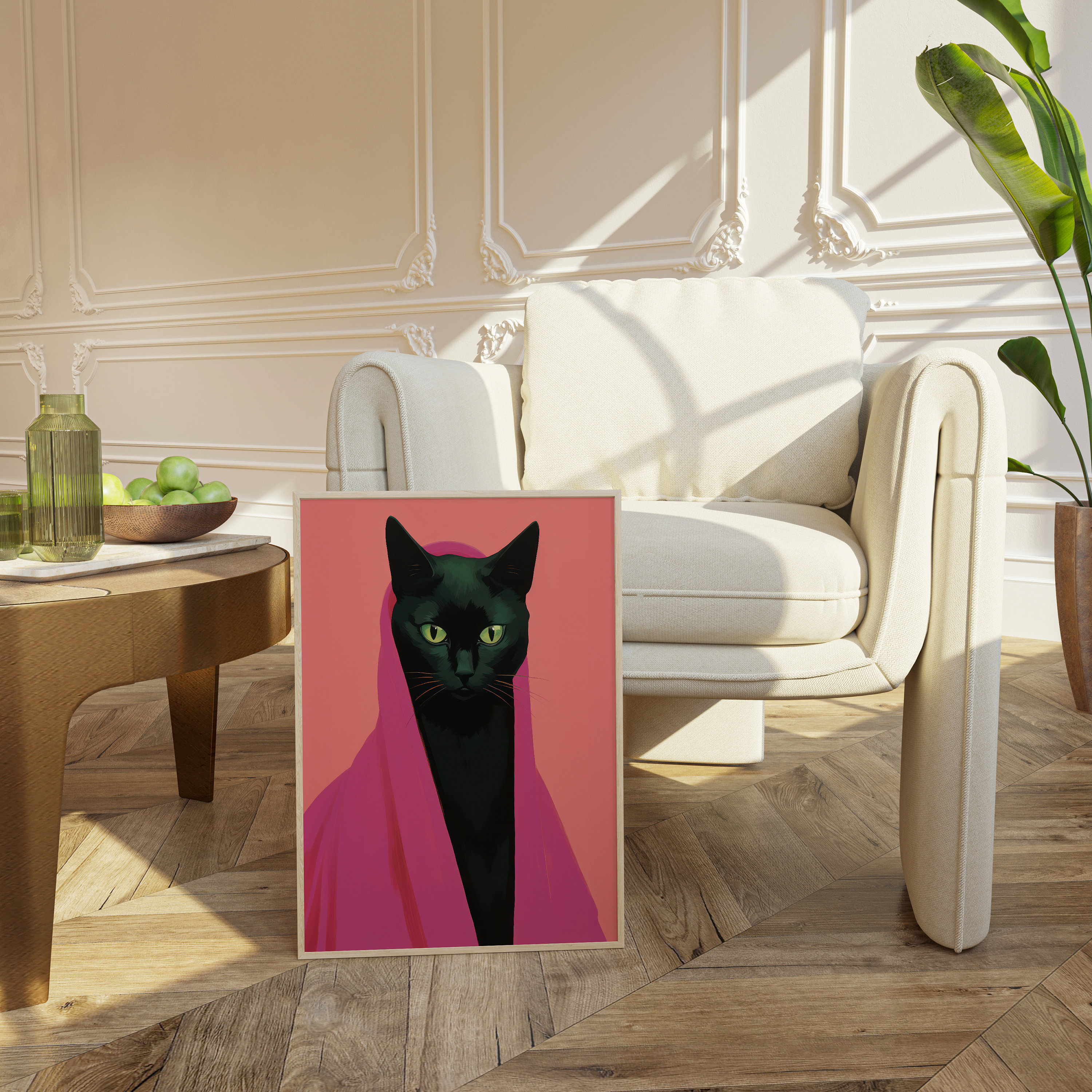Cat Wall Art, Pink Cat, Cat Print, Modern Cat Decor, Animal Art ...