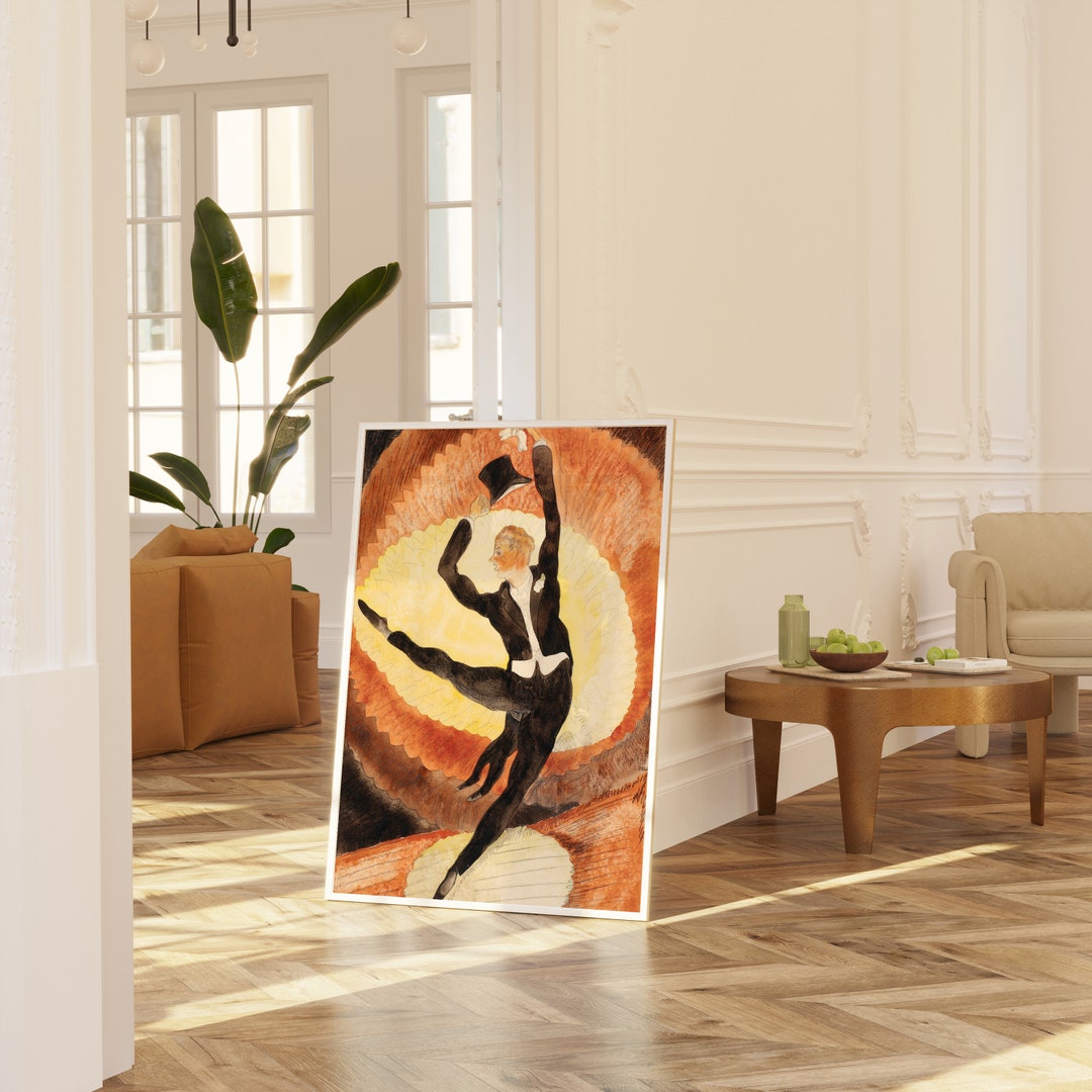 Vintage Dancer Painting, Vintage Dance Art, Circus Artwork, Man in ...