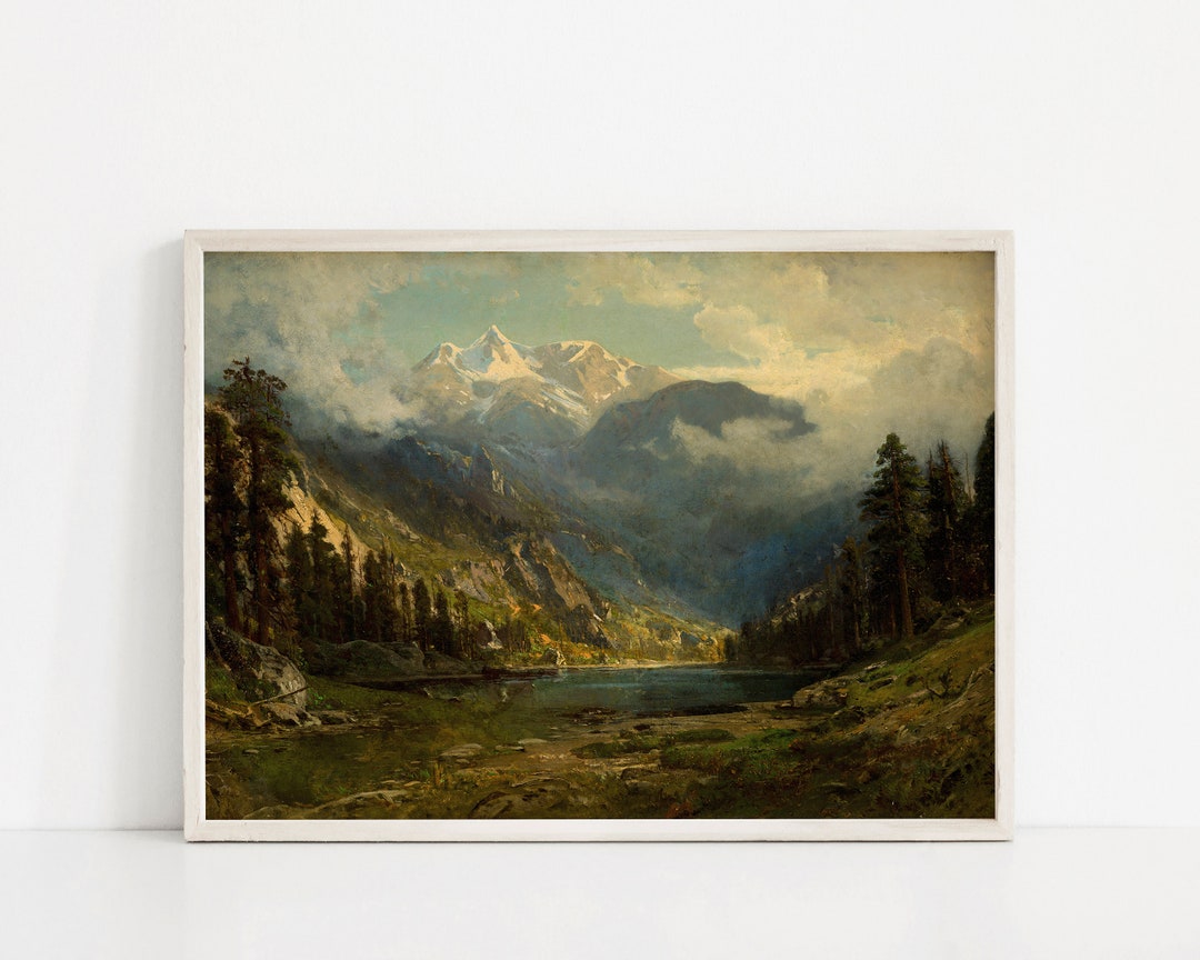 Vintage Landscape Painting, Mountains Scene, California Wilderness ...