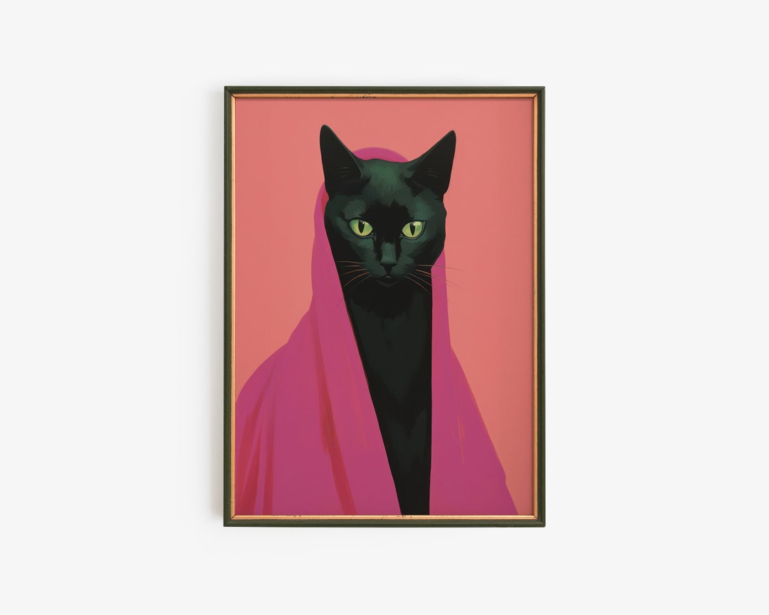 Cat Wall Art, Pink Cat, Cat Print, Modern Cat Decor, Animal Art ...