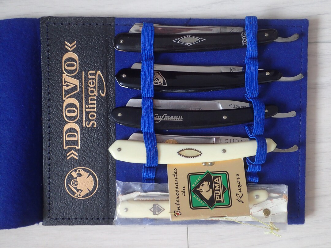 5 Vintage Forged Steel Cut Throat Straight Razor Collection PUMA Tiger ...