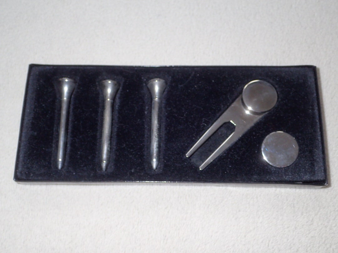 Vintage Elegant Golf Set Metal Ball Marker, Pin & Fork Gentleman Golfer ...