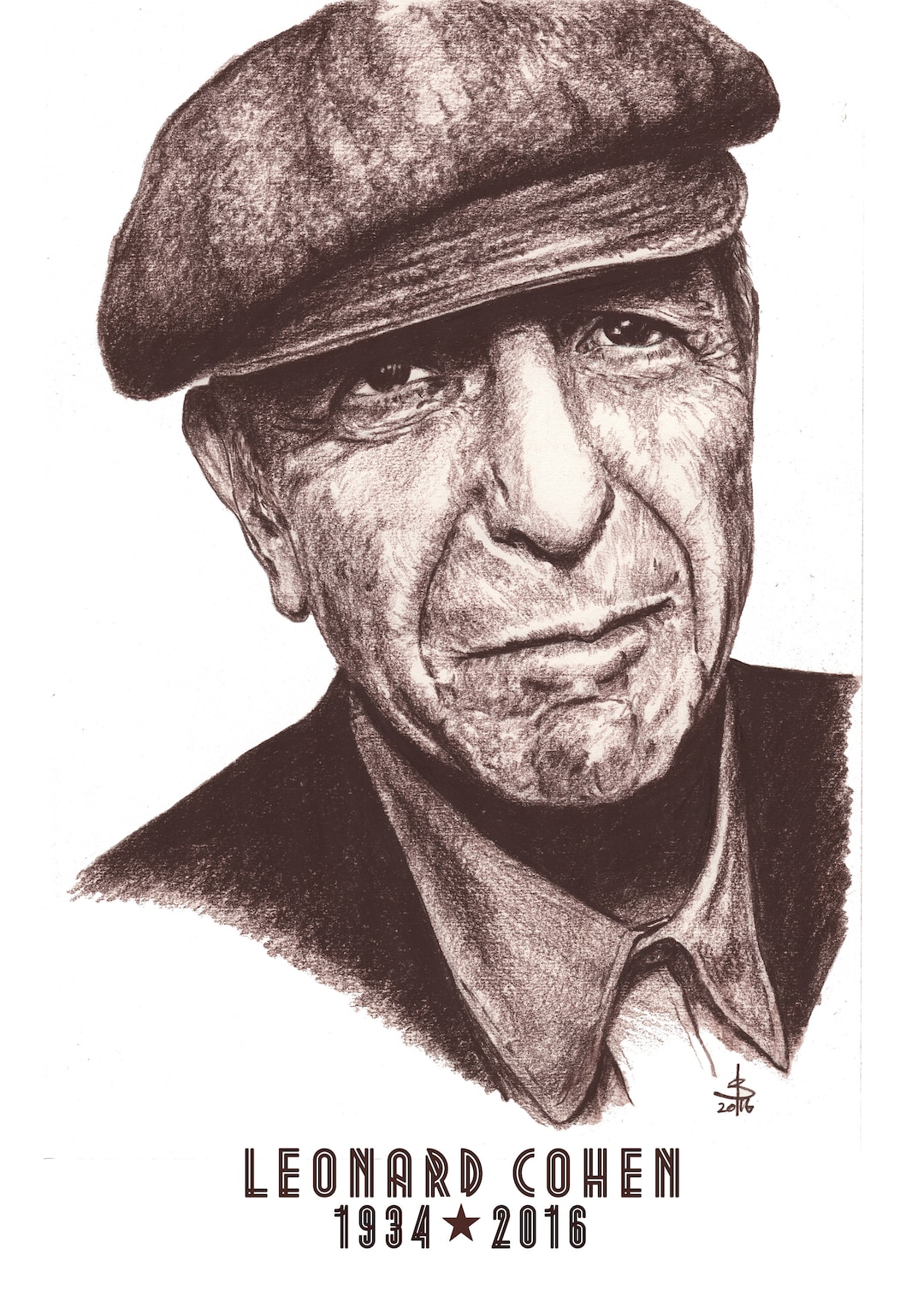 Leonard Cohen: A3 Hand Drawn Portrait Original in Pastel on - Etsy