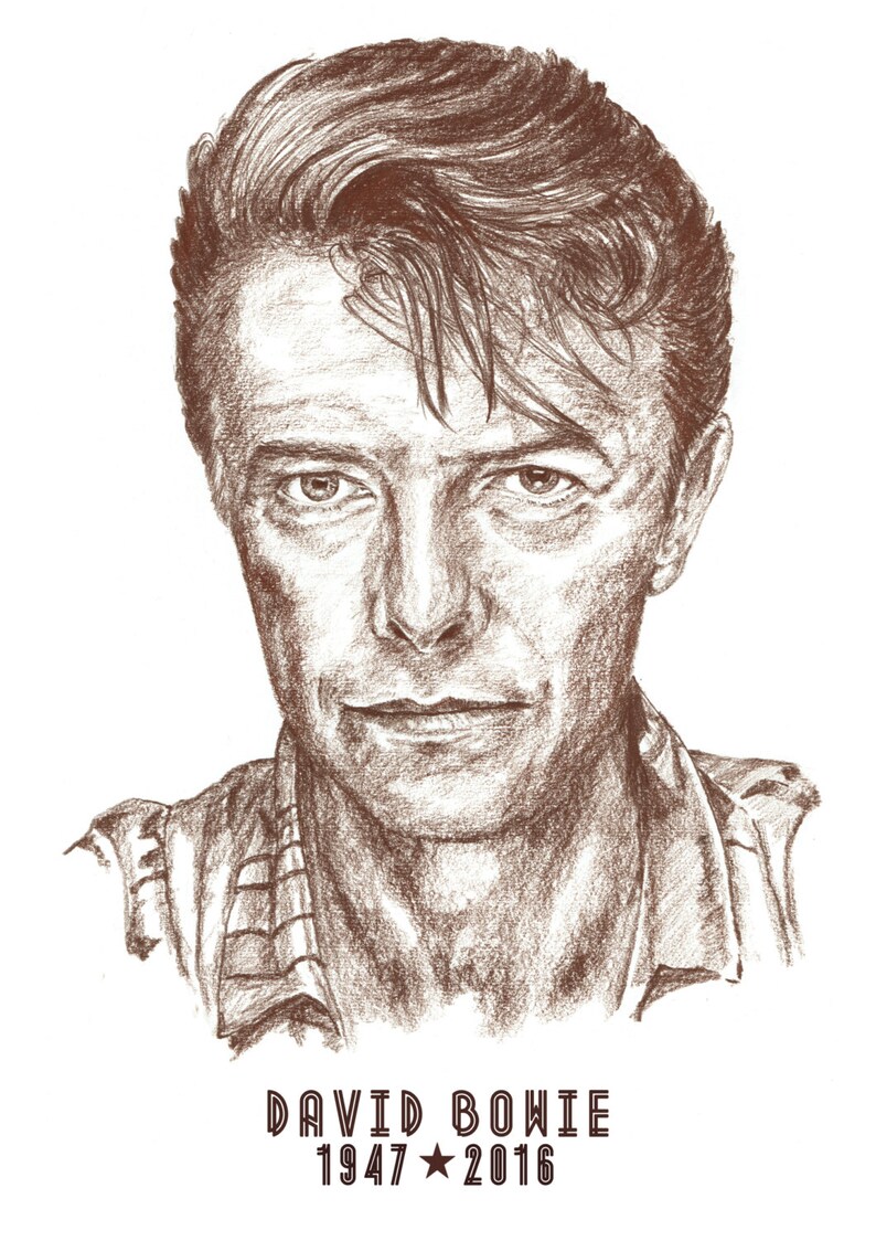 David Bowie: A3 -print - Hand Drawn Portrait Signed by Artist - (black ...