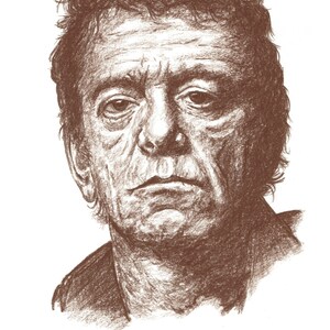 Lou Reed: A3 print Hand Drawn Portrait Signed by Artist black on Sepia ...