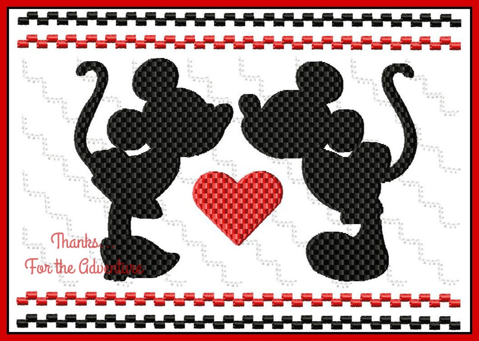 Mickey Mouse Loves Minnie Mouse Heart Valentines Day Faux | Etsy