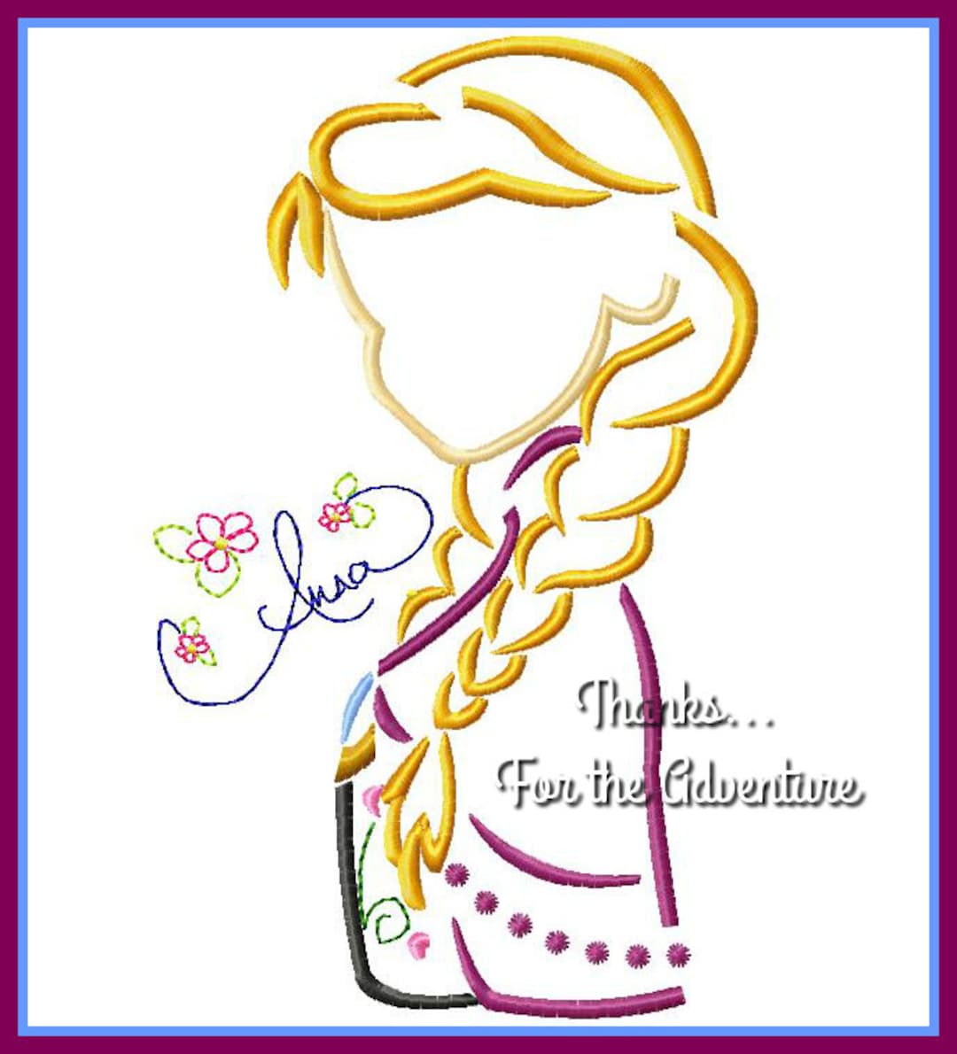 Princess Anna From Frozen 2 Autograph Combo Sketch Digital Embroidery ...