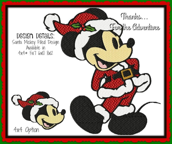 Santa Mickey Mouse Christmas Digital Embroidery Machine Filled | Etsy