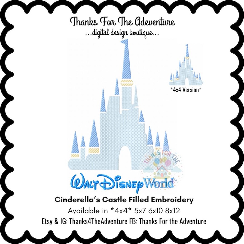 Filled- Cinderella's Magical Castle Digital Embroidery Machine Design ...