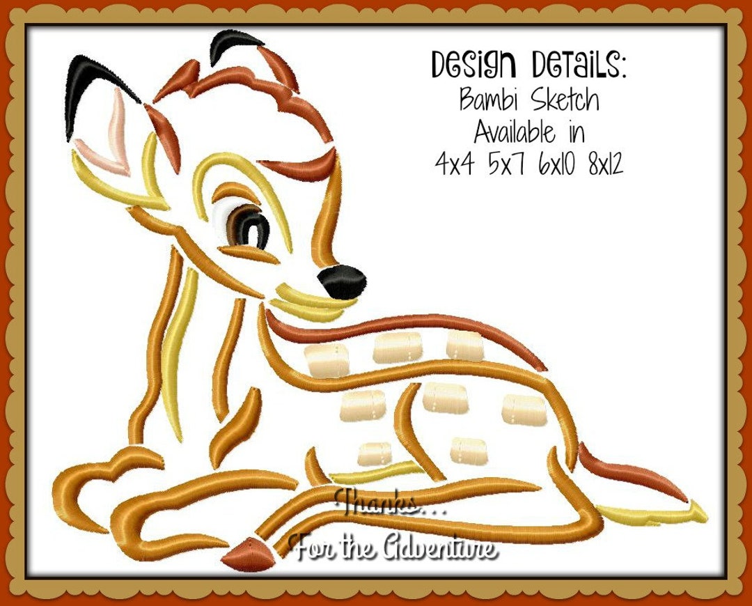 Bambi the Deer From Bambi Digital Embroidery Machine Sketch Design File ...
