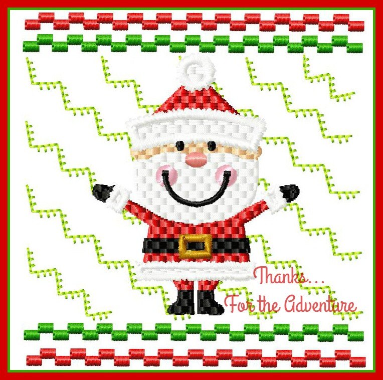 Santa With Holly Faux Smocking Digital Embroidery Machine - Etsy