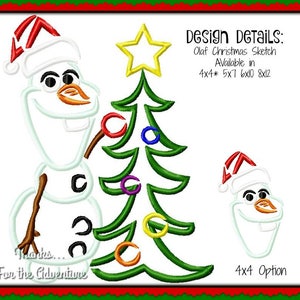 Olaf From Frozen 2 With Christmas Tree Digital Embroidery | Etsy
