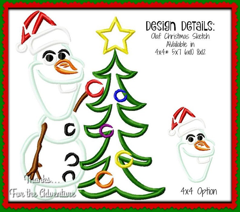 Olaf From Frozen 2 With Christmas Tree Digital Embroidery | Etsy