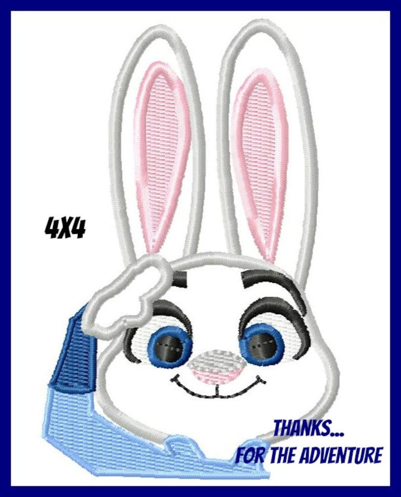 Zootopia Officer Judy Hopps Bunny Rabbit Digital Embroidery - Etsy