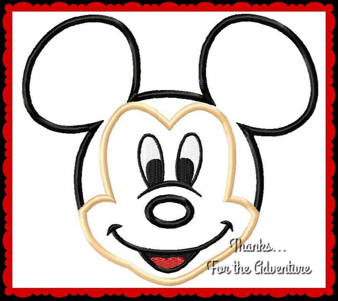 Mickey Mouse Face Head Digital Embroidery Machine Applique Design File ...