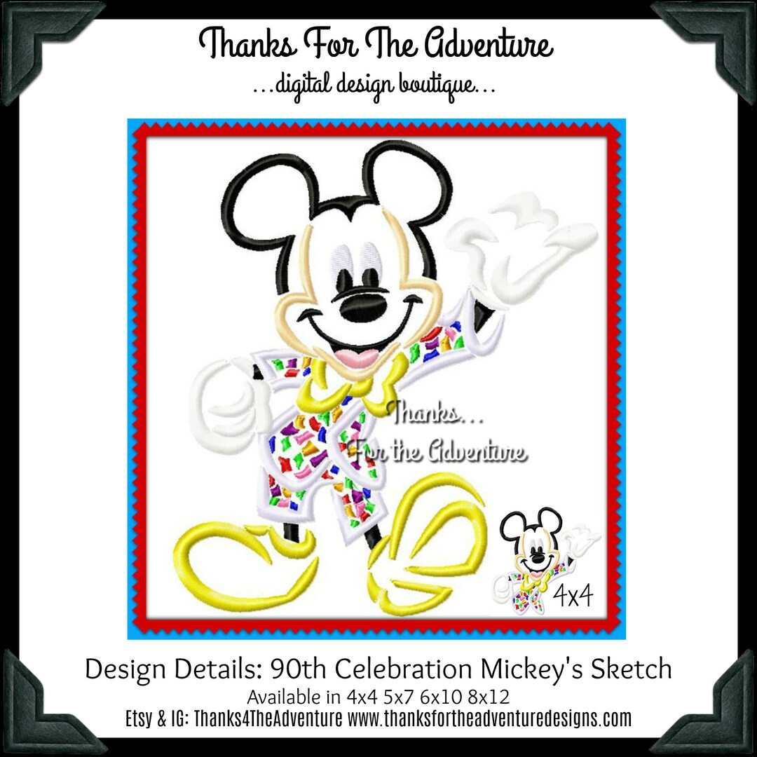 90th Birthday Anniversary Celebration Mickey Mouse Sketch Digital ...