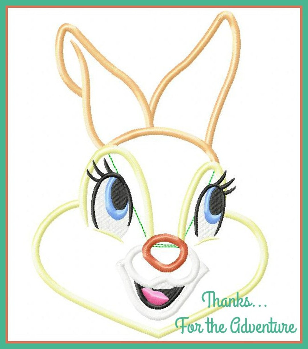 Thumper's Girlfriend Ms. Bunny From Bambi Digital Embroidery Machine ...