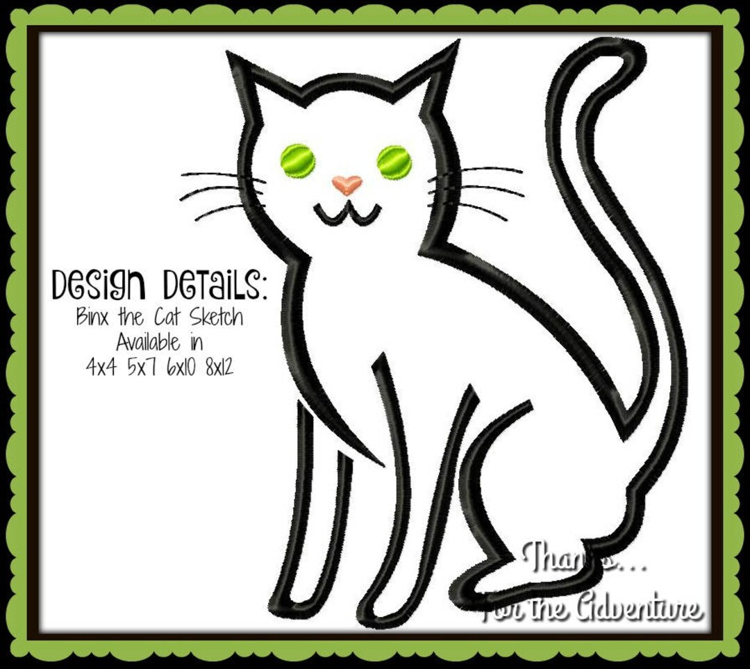 Binx the Black Cat Halloween Cat From Hocus Pocus Digital Embroidery ...