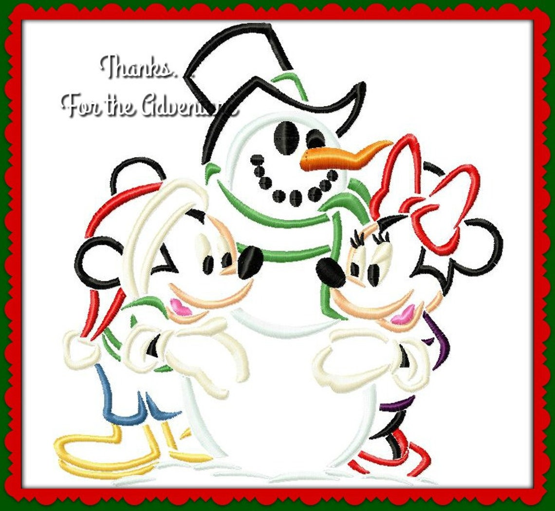 Christmas Mickey Minnie Mouse Snowman Winter Sketch Digital - Etsy