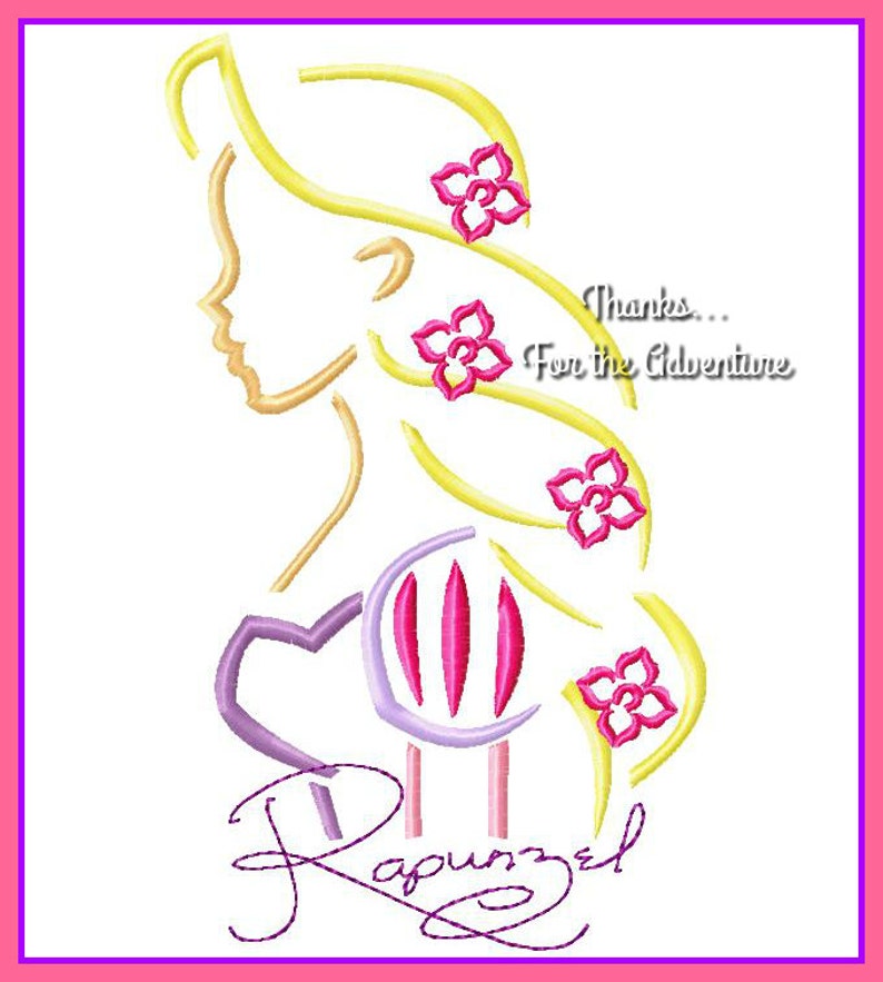 Rapunzel From Tangled Autograph Sketch Digital Embroidery - Etsy