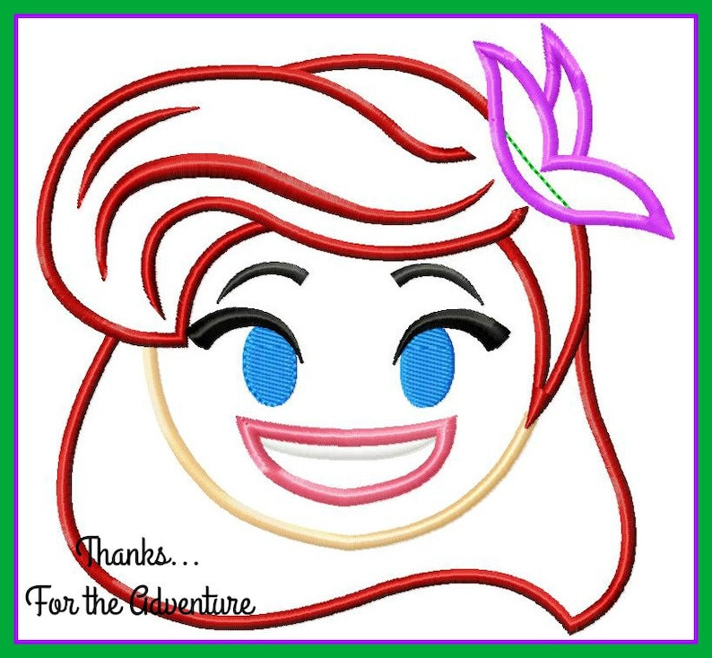 Princess Ariel Love Happy Face Eyes Emoji Digital Embroidery - Etsy
